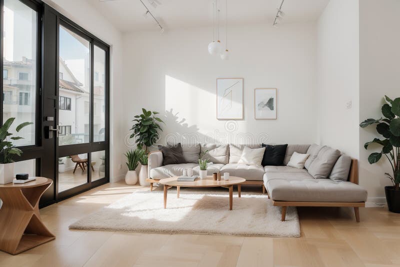 Large Luxury Modern Bright Interiors Living Room Illustration Ing ...