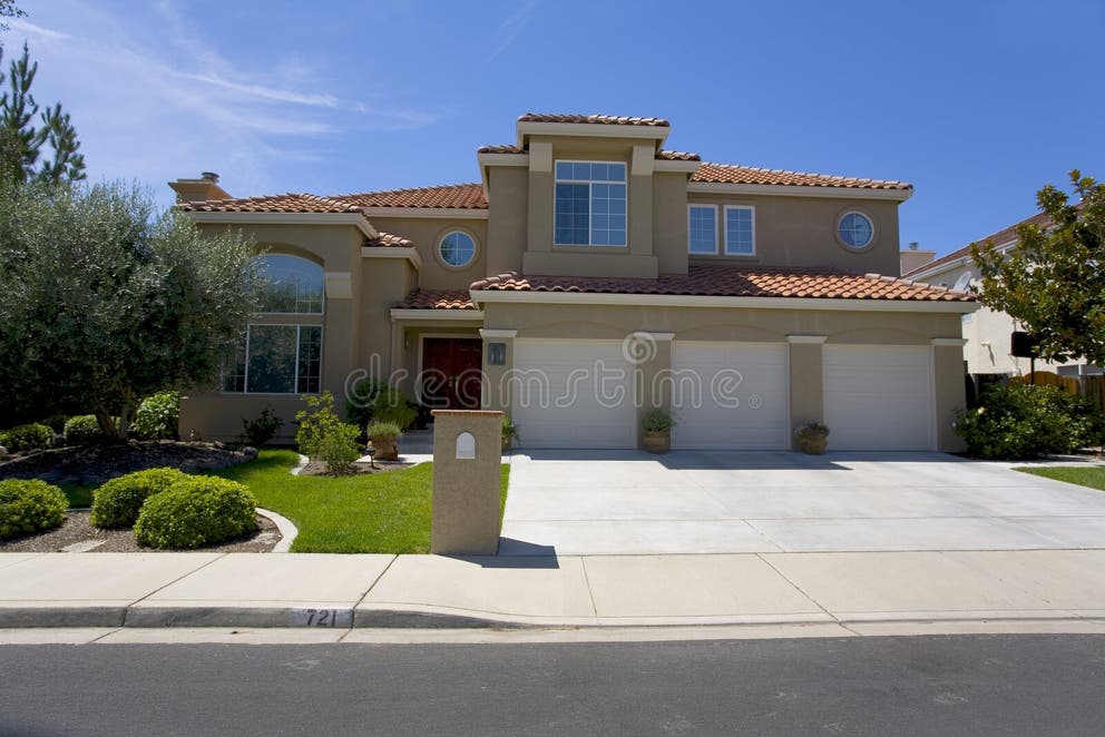 Large Luxury Stucco Home stock image. Image of estate - 1104111