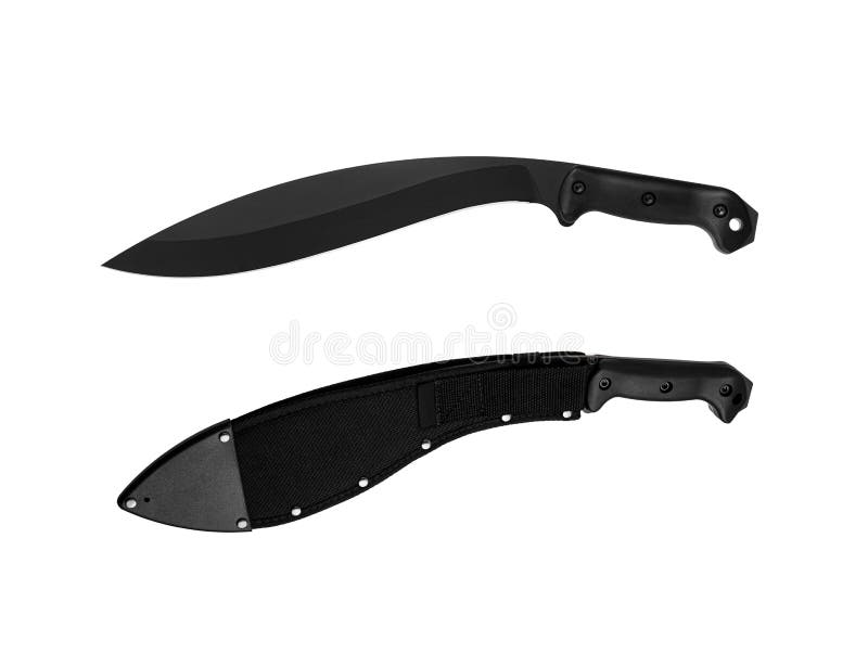 A Large Machete Knife with a Black Curved Blade. Modern Edged Weapons ...