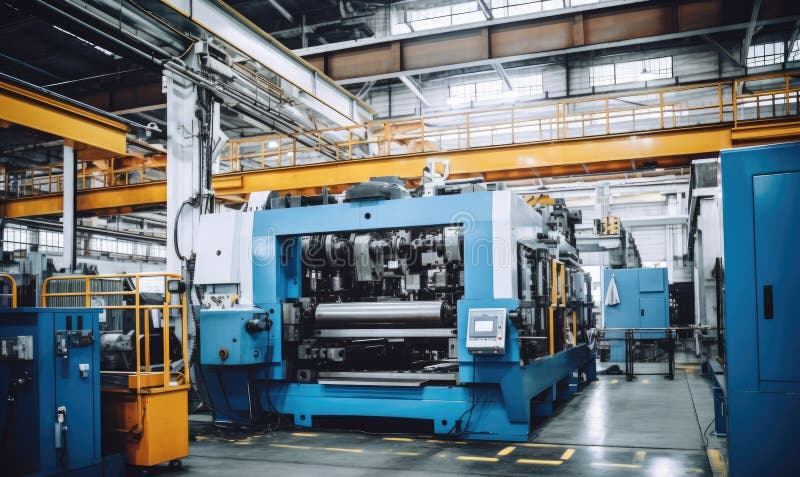 A Powerful Industrial Machine on the Factory Floor Stock Illustration ...