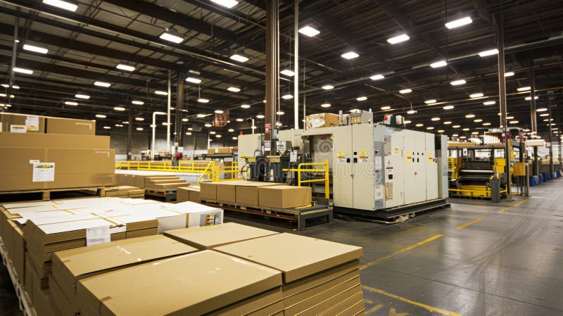 Large Machines Folding and Gluing the Paper into Boxes or Cartons Stock ...