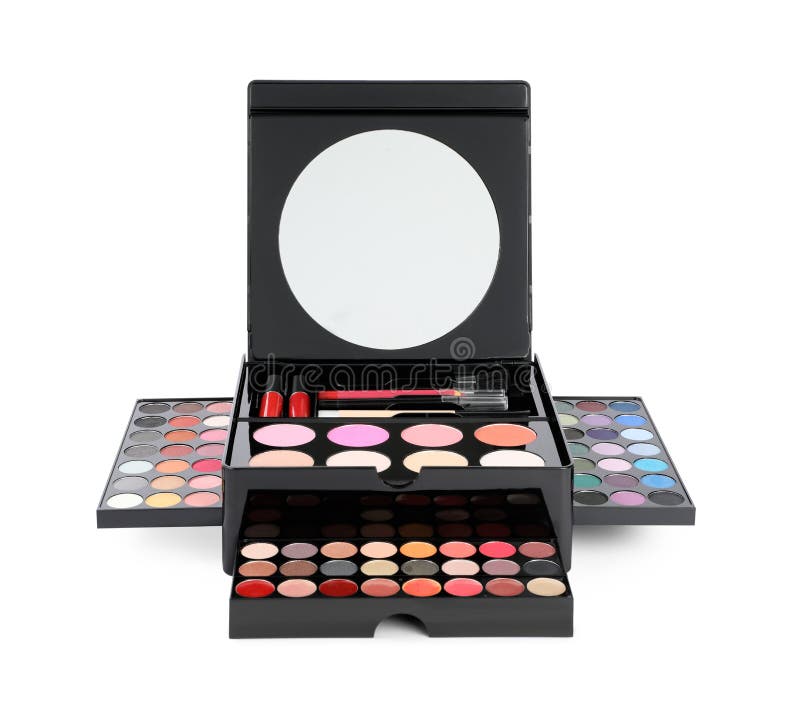 Large Makeup Case with Different Decorative Cosmetics and Mirror ...