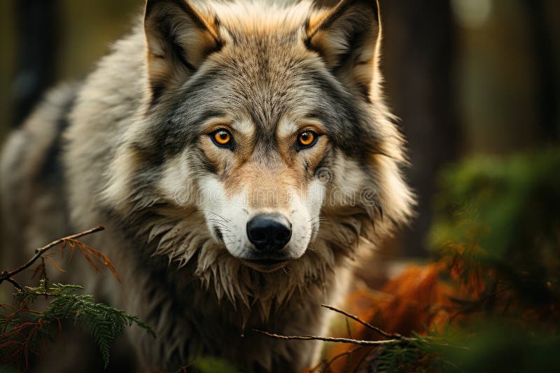 Large Male Grey Wolf. Generative AI Stock Illustration - Illustration ...