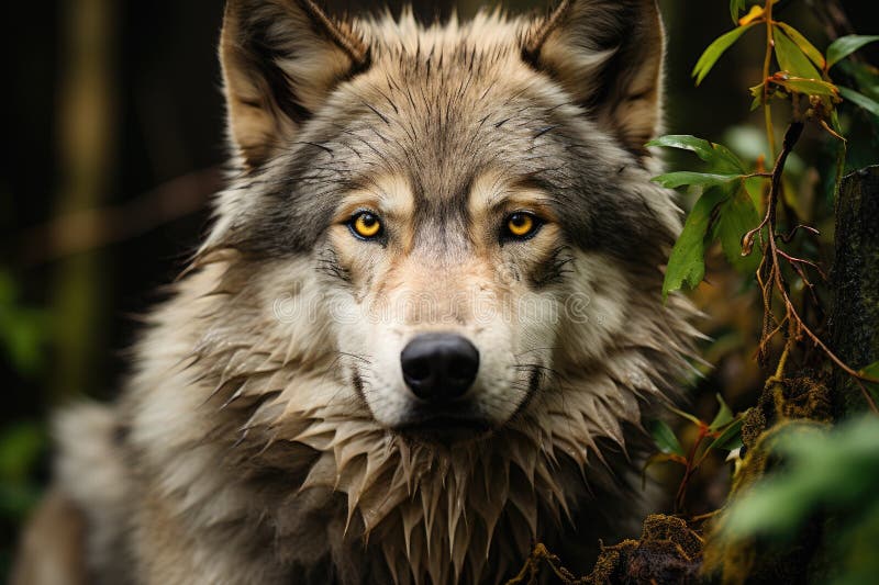 Large Male Grey Wolf. Generative AI Stock Illustration - Illustration ...