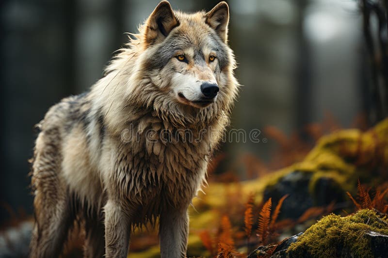 Large Male Grey Wolf. Generative AI Stock Illustration - Illustration ...