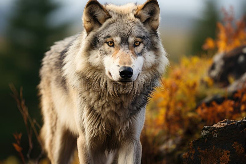 Large Male Grey Wolf. Generative AI Stock Illustration - Illustration ...