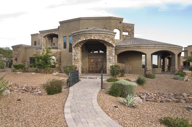 Large Adobe style new home stock image. Image of residence - 8120801