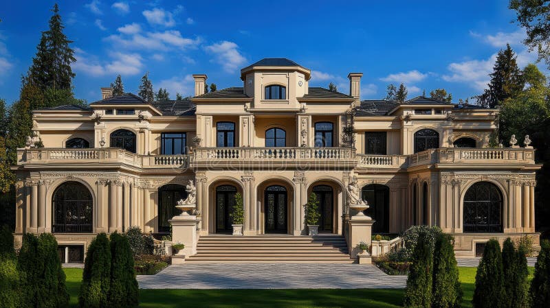 A Large Mansion with a Lot of Windows Stock Illustration - Illustration ...