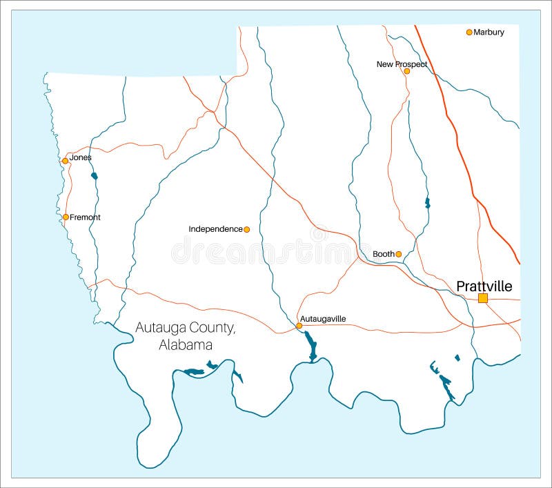Map of Autauga County in Alabama Stock Vector - Illustration of autauga ...