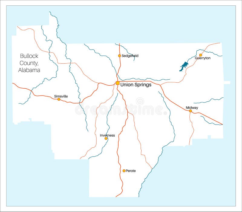 Map of Bullock County in Alabama Stock Vector - Illustration of bullock ...