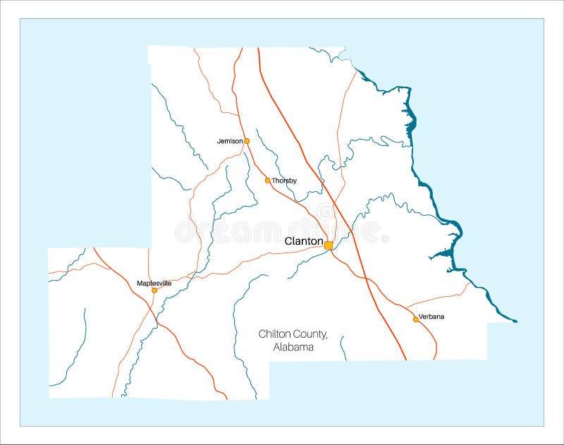 Large Map of Chilton County in Alabama Stock Vector - Illustration of ...