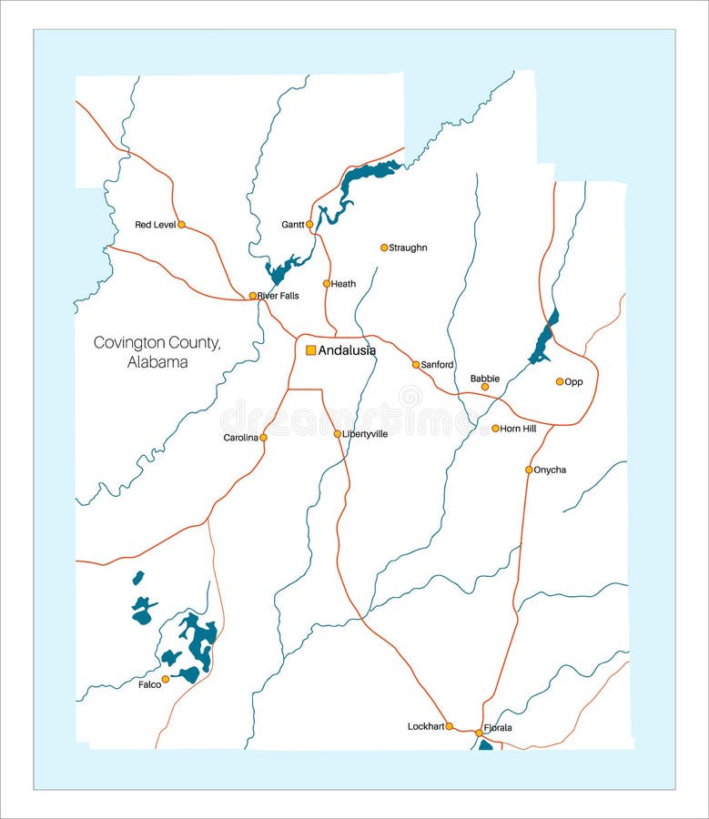 Large Map of Covington County in Alabama Stock Vector - Illustration of ...