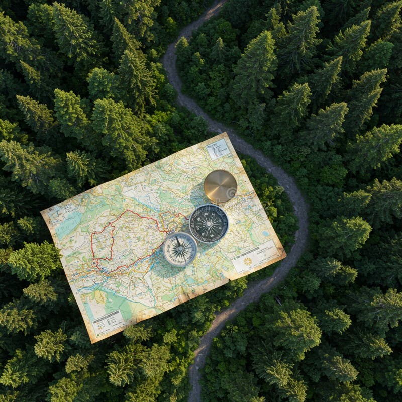 A Large Map Featuring Geographical Details and a Red Route is Overlaid ...