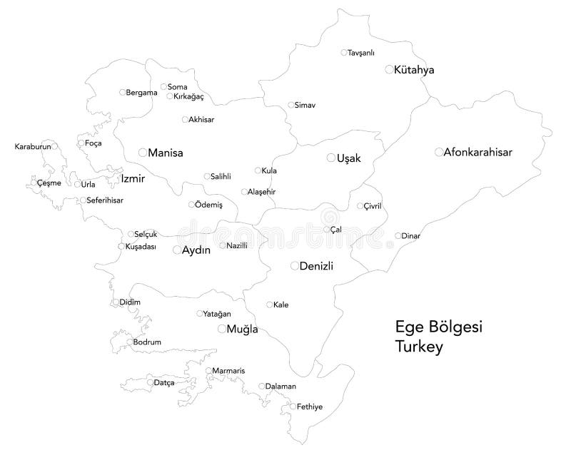 Large map of Ege BÃ¶lgesi stock vector. Illustration of cartography ...