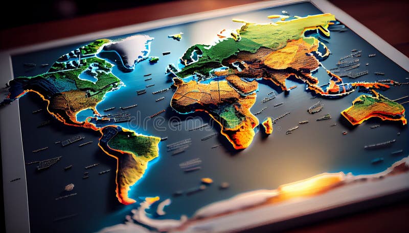 Map of world ai generated stock illustration. Illustration of continent ...