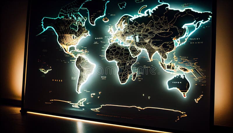 Map of world ai generated stock illustration. Illustration of display ... Map of world ai generated stock illustration. Illustration of display ...