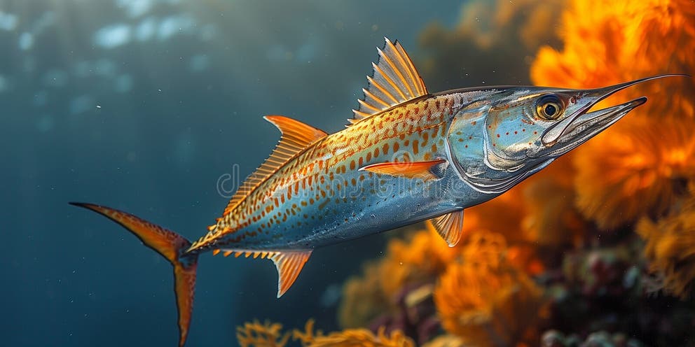 A Large Marlin Fish Gracefully Gliding through the Ocean Waters Stock ...