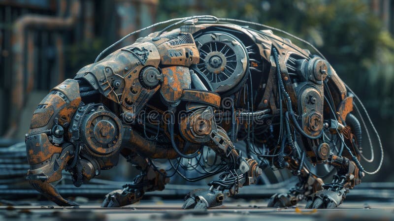 A Large Mechanical Animal with Gears and Wheels on it, AI Stock Image ...