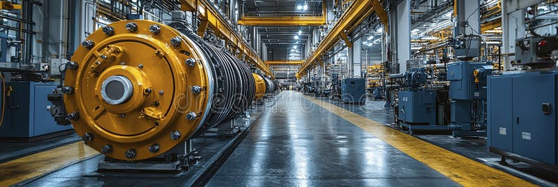 Large Mechanical Engine Design in Manufacturing Zone Stock Illustration ...