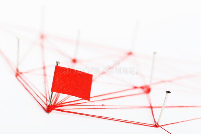 A Large Mesh of Pins Tied Together with a Red Cord. Communication ...