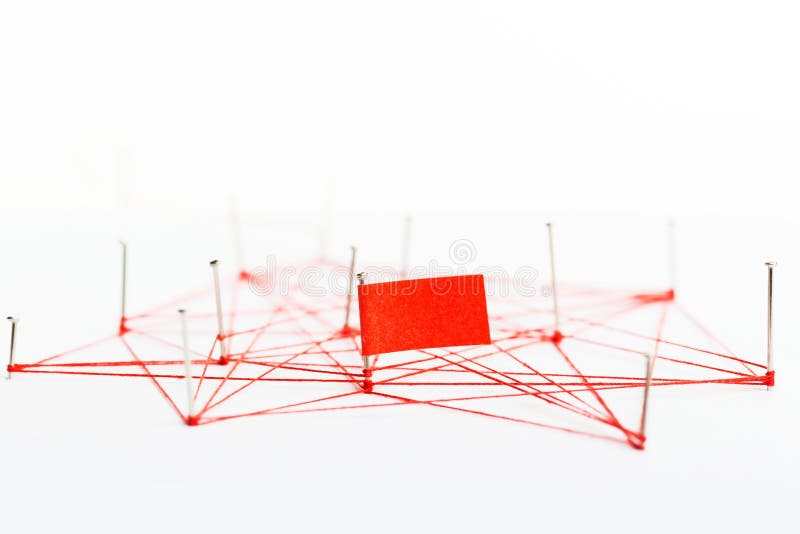 A Large Mesh of Pins Tied Together with a Red Cord. Communication ...