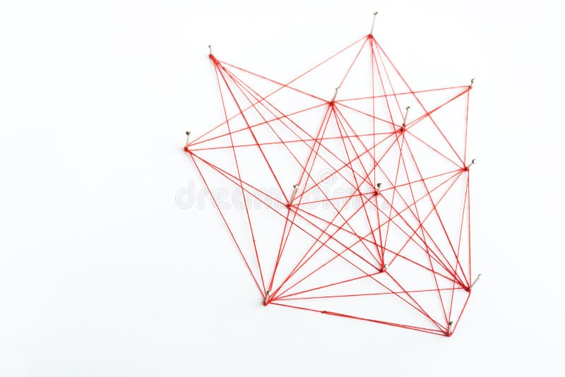 A Large Mesh of Pins Tied Together with a Red Cord. Communication ...