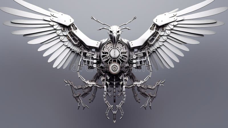 A Large Metal Bird with a Clock on it S Wings. Generative AI Image ...