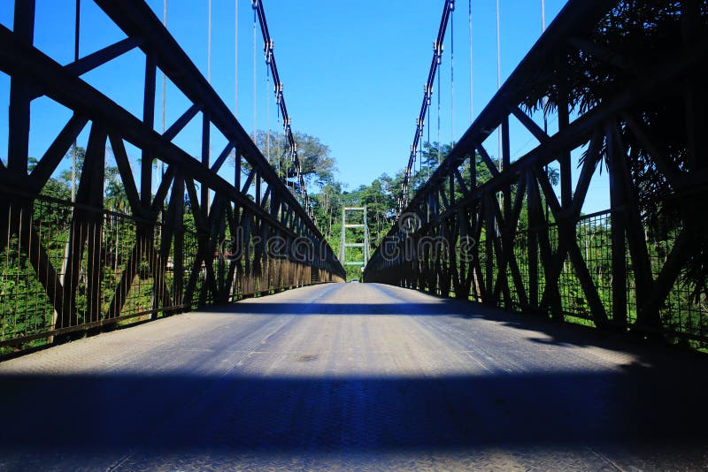 A Large Metal Bridge with Safety Cables and a Thick Metal Bars Stock ...