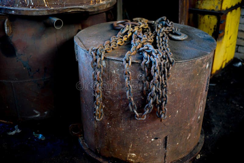 Large metal chains stock photo. Image of pipe, machine - 93279810