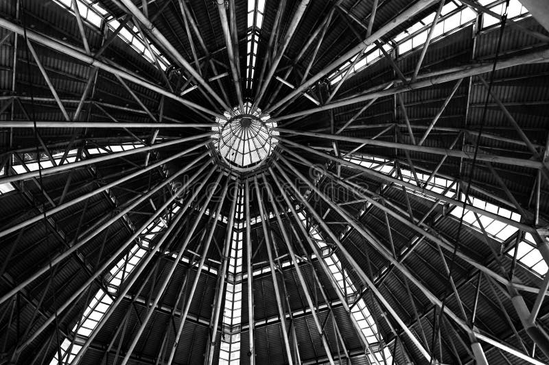 A Large Metal Dome from Inside the Shopping Center Building Stock Photo ...