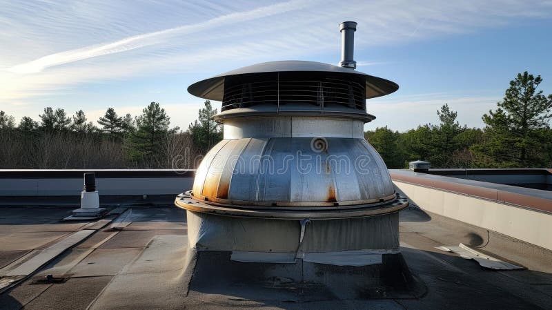 A Large Metal Dome Sitting on Top of a Roof, a Roof Vent System Stock ...