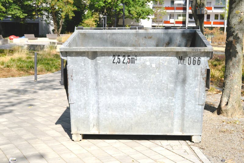 Large Metal Garbage Container in Germany, Garbage Collection in ...