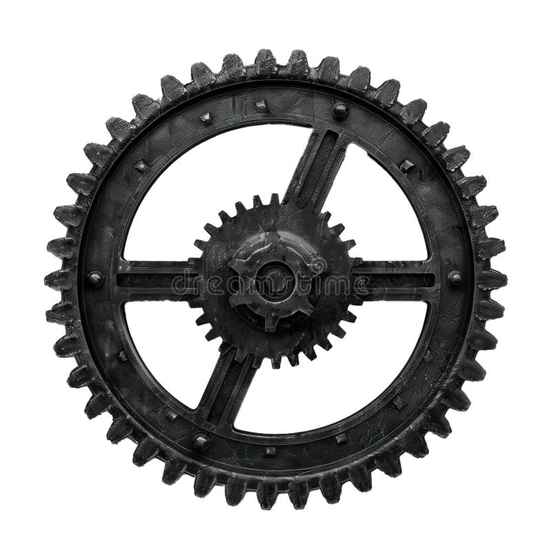 Large Metal Gear with Teeth Rotating on White Background Stock ...