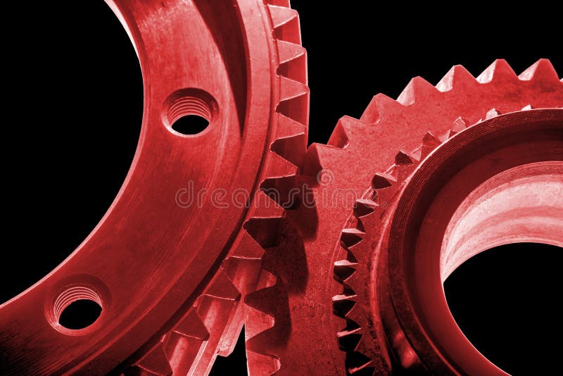 Large Metal Gears Illuminated with Red Light Stock Photo - Image of ...