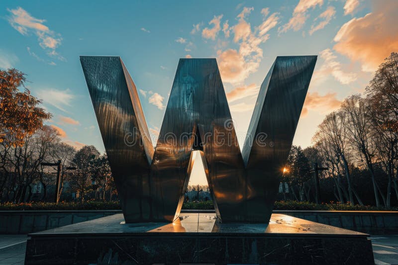A Large Metal Letter W in a Public Park Setting Stock Image - Image of ...