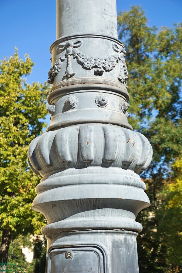 Large Metal Pillar on the Street Stock Photo - Image of green, city ...