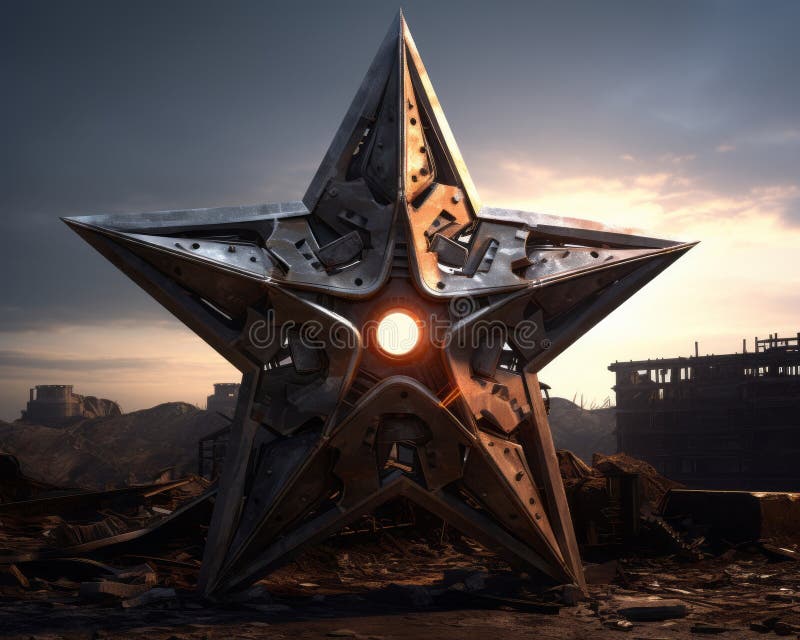 A Large Metal Star in the Middle of an Abandoned City Stock ...