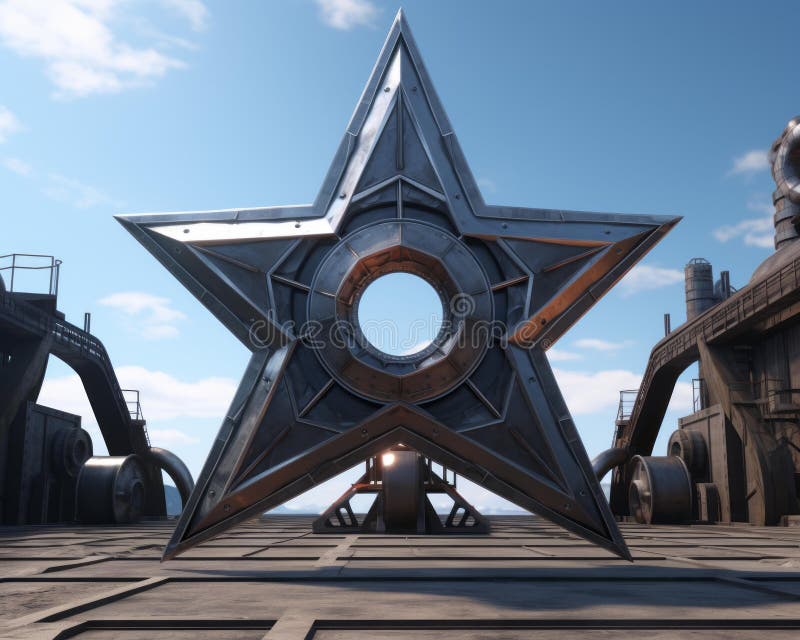 A Large Metal Star in the Middle of an Industrial Area Stock ...