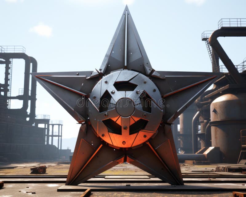 A Large Metal Star in the Middle of an Industrial Area Stock ...