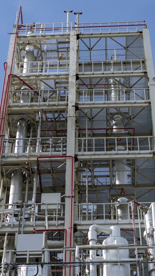 A Large Oil Refinery with Numerous Pipes and Structures Stock Image ...
