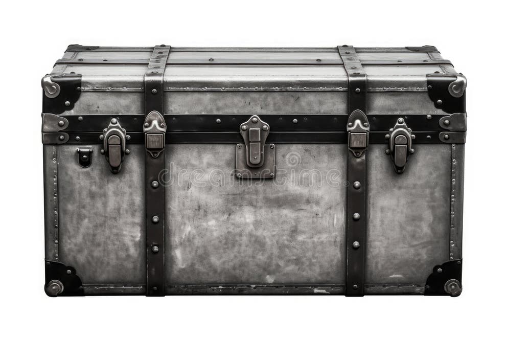 A Large Metal Trunk on a White Floor. Perfect for Interior Design ...