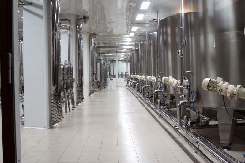 Large Metal Vats for Fermentation of Wine Factory Stock Image - Image ...