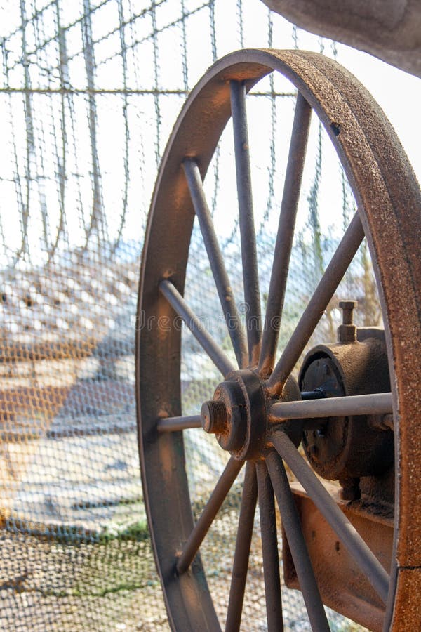 Large metal wheel stock image. Image of industrial, yard - 43033937