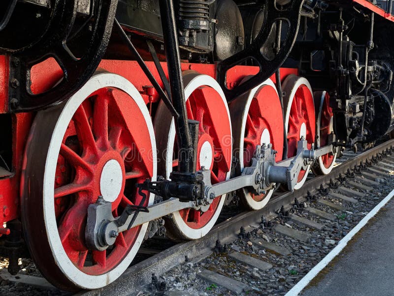 Metal Wheels of an Old Train at a Railway Transport Exhibition Stock ...