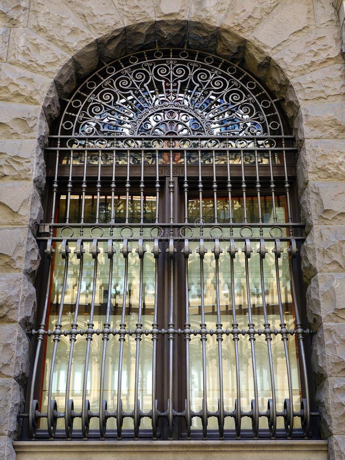 Large Metal Window Security Grill Stock Photo - Image of metal, window ...