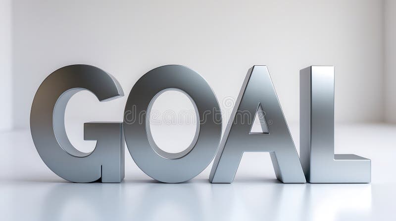 Three-dimensional Silver Letters Forming the Word Goal Presented on a ...