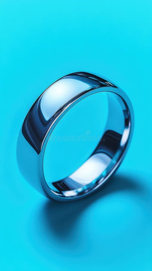 Large Metallic Ring with Minimalist Design on Smooth Turquoise Surface ...