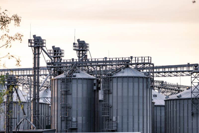 Large Metallic Storage Tanks and Silos are Situated within an ...