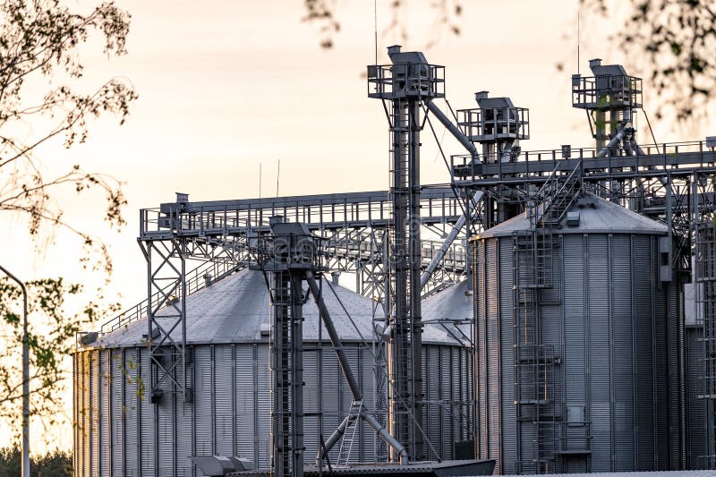 Large Metallic Storage Tanks and Silos are Situated within an ...