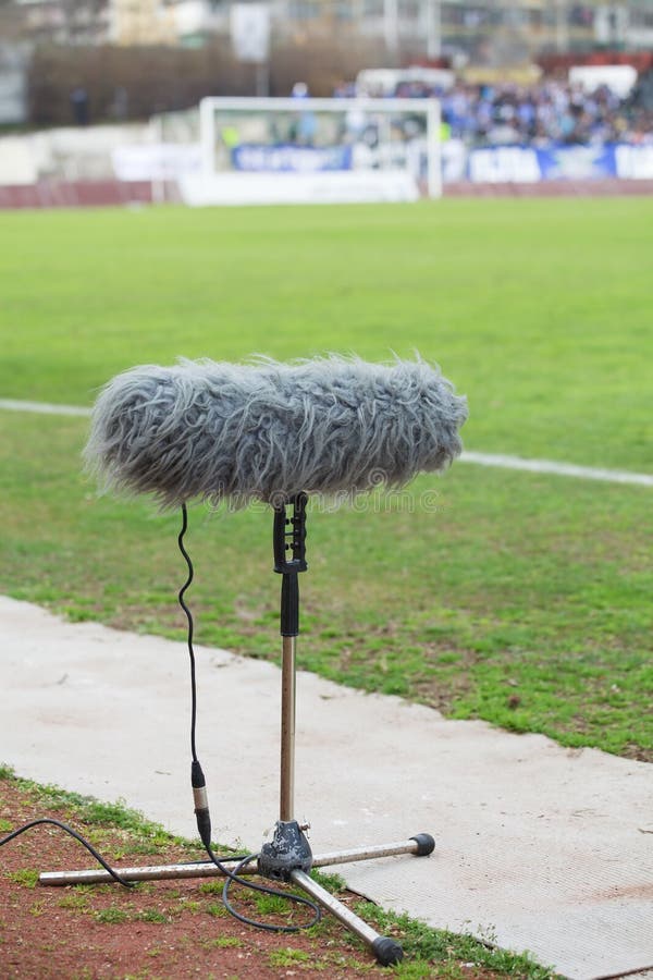 Microphone Boom at a Football Stadium Stock Photo - Image of commenting ...